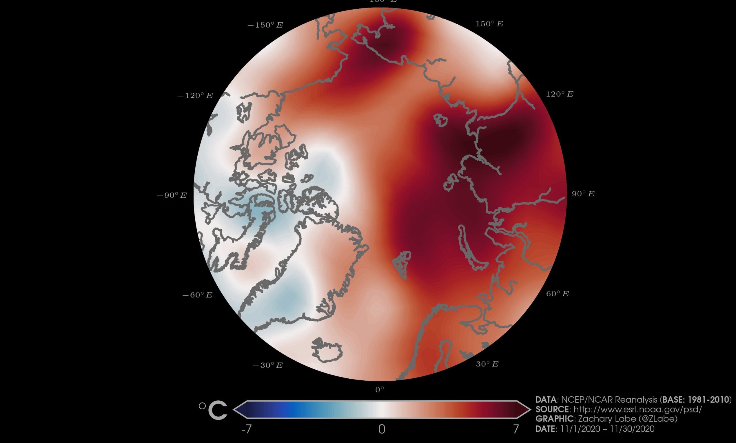 November 2020 temperature anomaly Zack Labe polar - John Englander ...